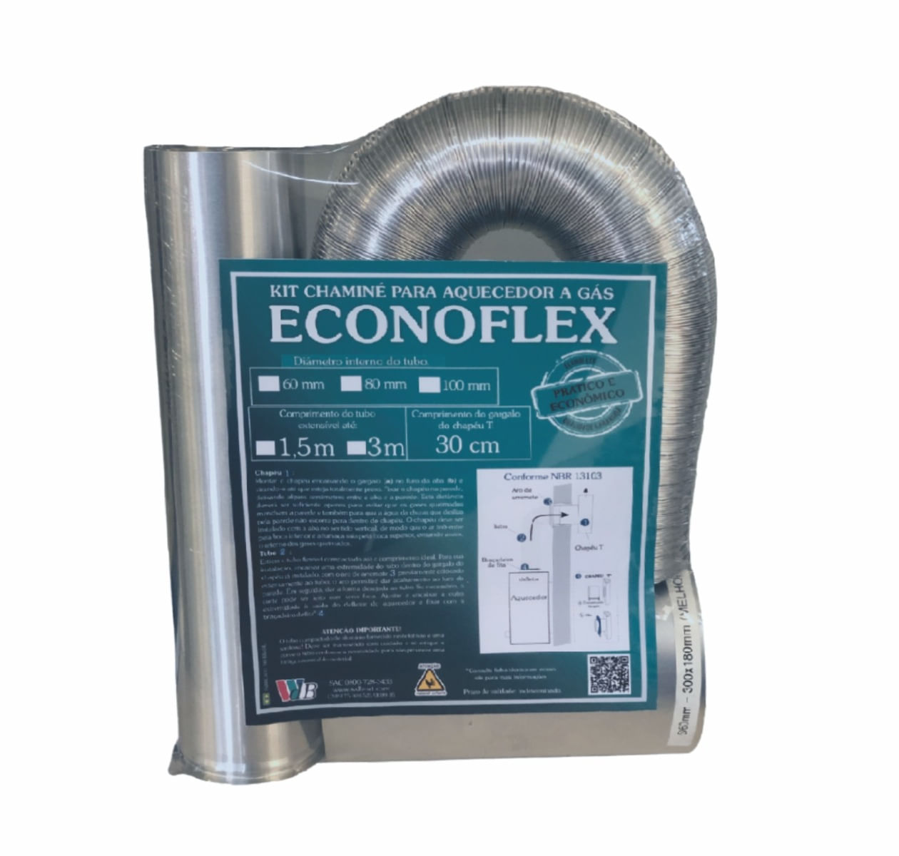 Kit Econoflex D.60x370mm Cano 30cm Alumínio Westaflex