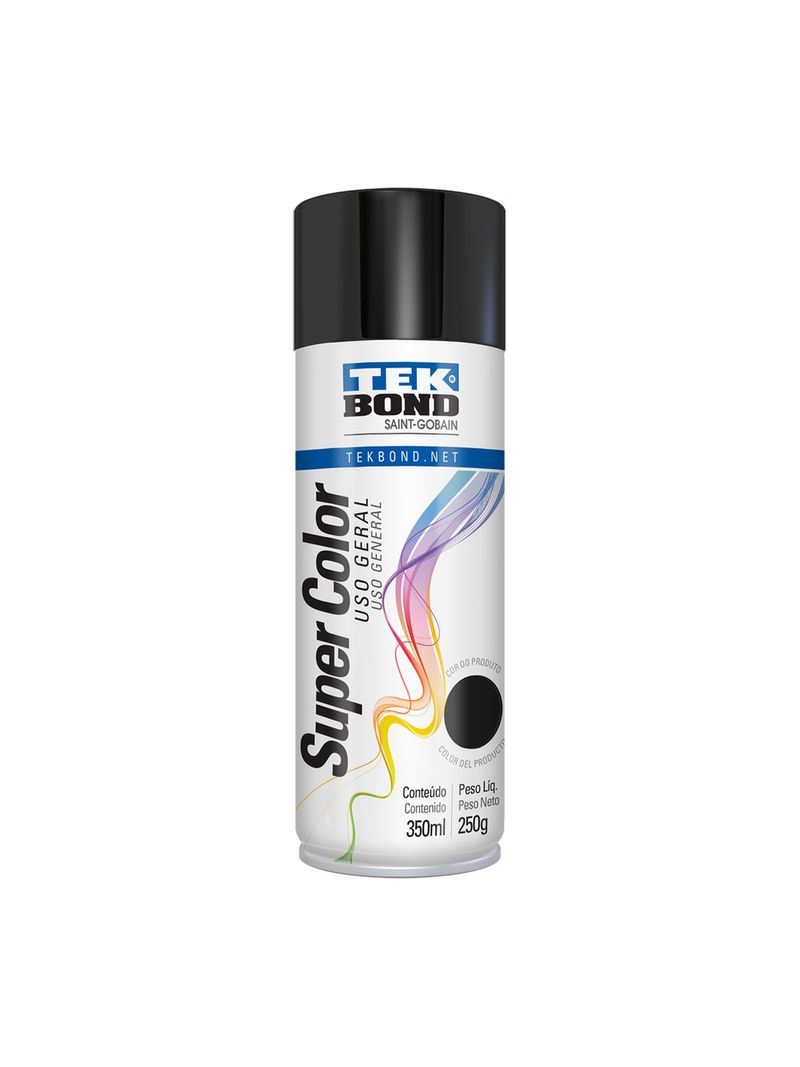 Tinta Spray Uso Geral 350ML Preto Brilhante TekBond Tinta Spray Uso Geral 350ML Preto Brilhante TekBond