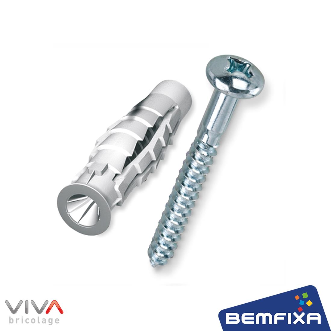 Bucha Universal 6mm com Parafuso Cabeça Panela Bemfixa