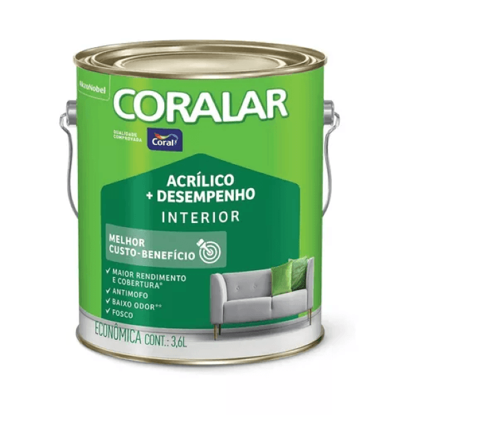 Tinta Acrílica Coralar Verde Limão 3.6L Coral