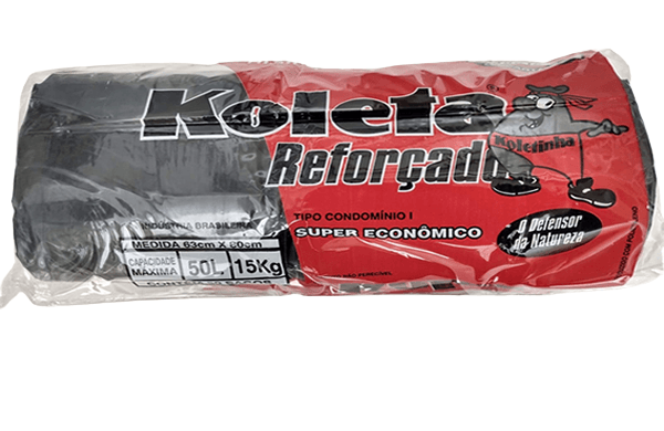 Koleta Reforçado Roll 50L 50Un Preto