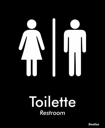 Placa Toilette Unissex 15x18cm Preto Sinalize