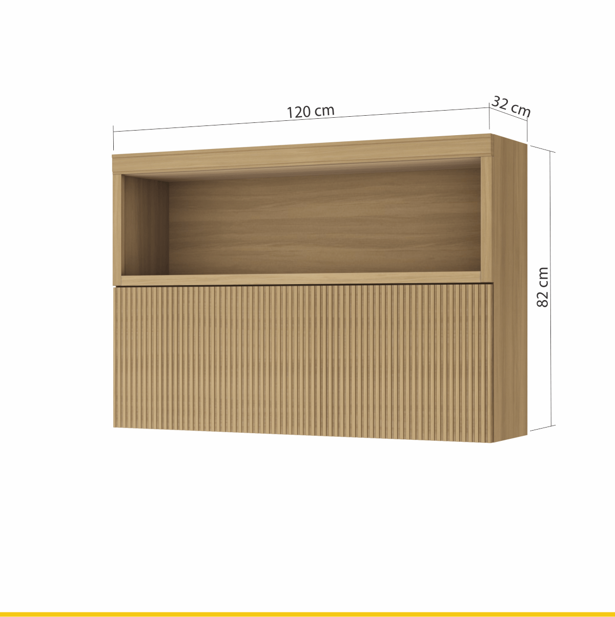 Armário Aéreo 1 Porta Basculante Marquesa 120cm Nature MDF Nesher