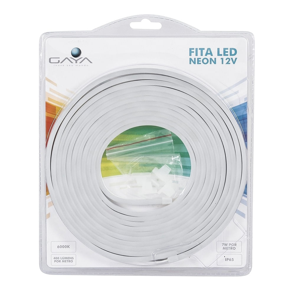 Kit fita neon slim 7,5w 6000k 12v 5mtsbranco