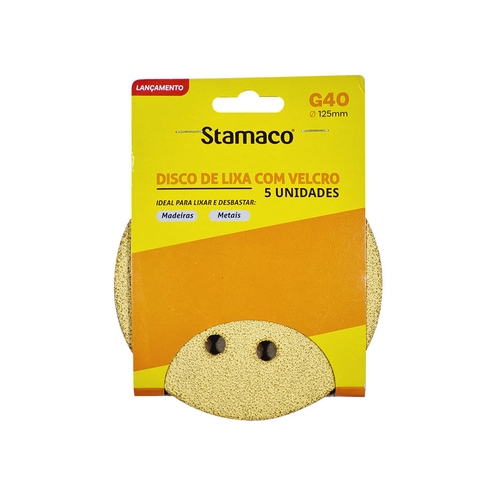 Lixa Velcro 125mm G40 Com 5 Unidades Stamaco
