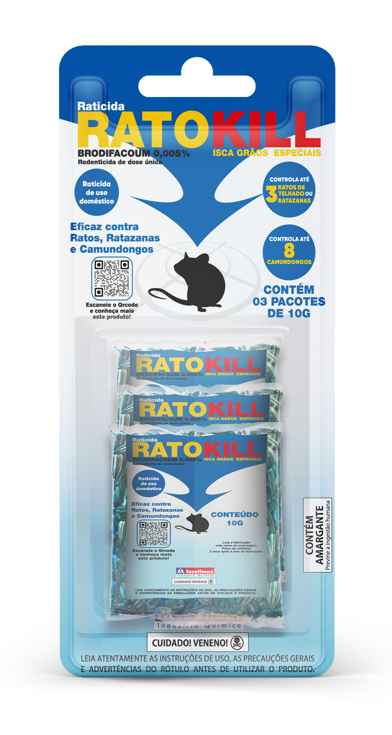 Raticida Ratokil Grãos Especiais Azul Insetimax