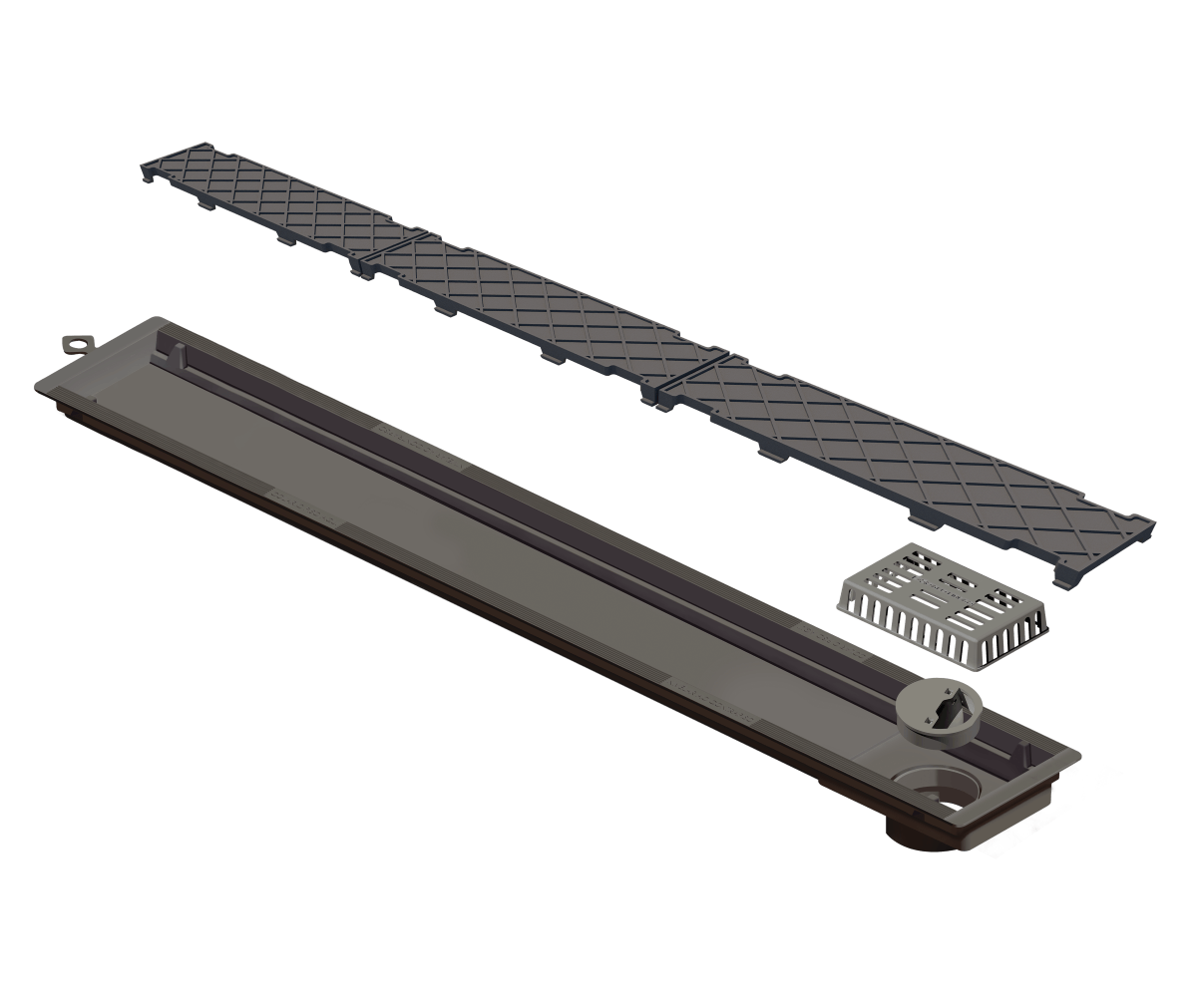 Ralo Linear Pvc Seco 75cm Oculto Cinza