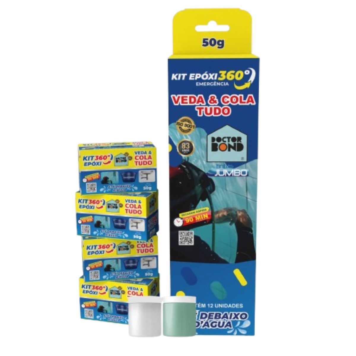 Massa epoxi kit secagem rapida cola 50gr cinza